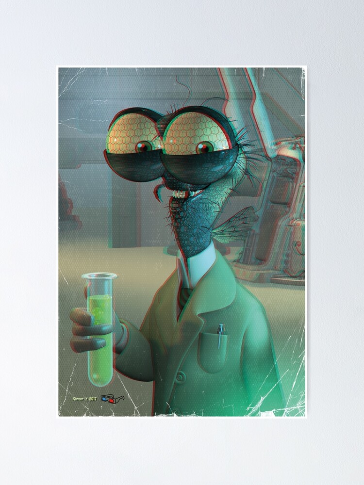 " The Fly Anaglyph 3d pop-art illustration" Poster for Sale by 3dPopArt ...