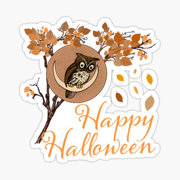 "Vintage Happy Halloween Owl Sitting On" Sticker for Sale by ...