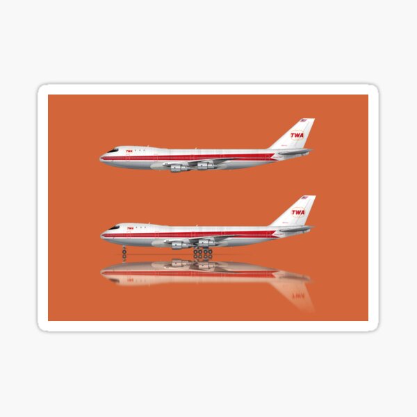 "TWA Trans World Airlines 747-131" Sticker for Sale by Number3art ...