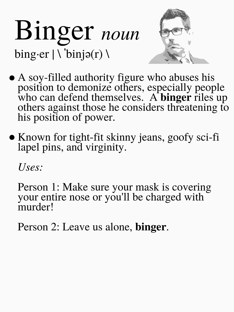 "Binger Definition - Funny Prosecutor" T-shirt for Sale by andyzdesigns ...