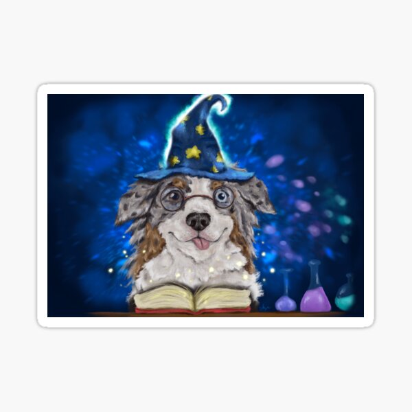 "Wizard dog " Sticker for Sale by SkyeeDraws | Redbubble