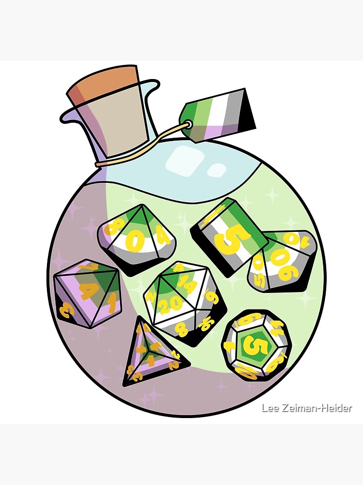 "Aromantic Pride Dice Potion" Poster for Sale by peradoodle | Redbubble