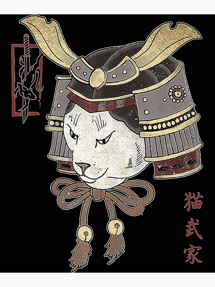 "Traditional Hand Drawn Japanese Samurai Cat Tattoo " Poster for Sale ...