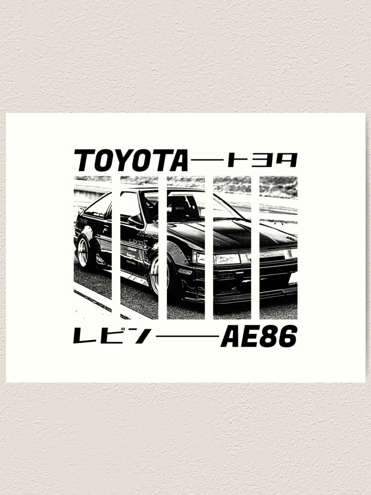 "TOYOTA COROLLA AE86 LEVIN Black 'N White 3" Art Print for Sale by ...