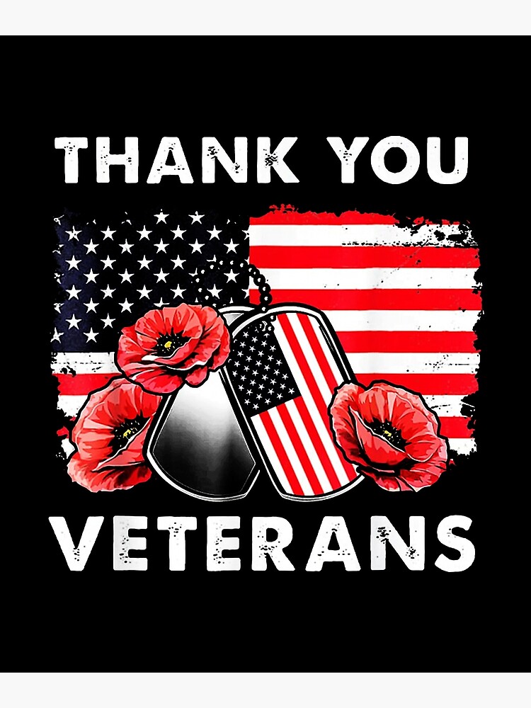 "Thank You Veterans Poppy Flower Dog Tag American" Poster for Sale by ...