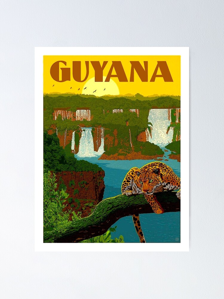 "GUYANA: Vintage Waterfalls Sightseeing Travel Advertising Print ...