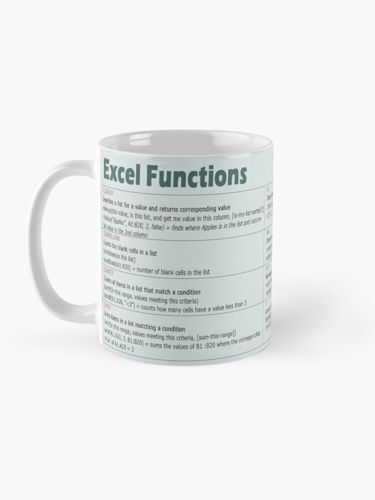"Excel formula cheat sheet 1" Coffee Mug for Sale by IMTHEBUS | Redbubble