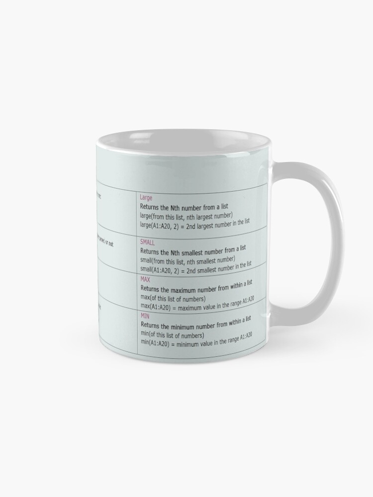 "Excel formula cheat sheet 1" Coffee Mug for Sale by IMTHEBUS | Redbubble