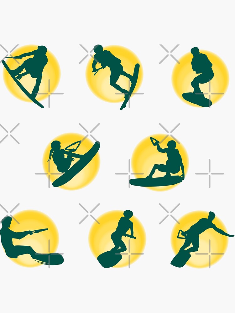 "Yellow kite surf sticker pack" Sticker for Sale by Shandlar | Redbubble