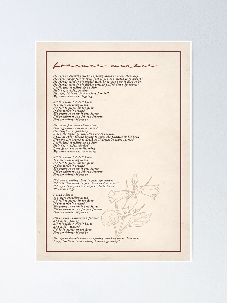 "forever winter lyric" Poster for Sale by dontwannadance | Redbubble