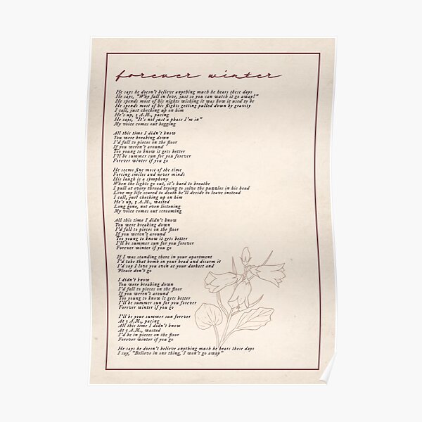 "forever winter lyric" Poster for Sale by dontwannadance | Redbubble