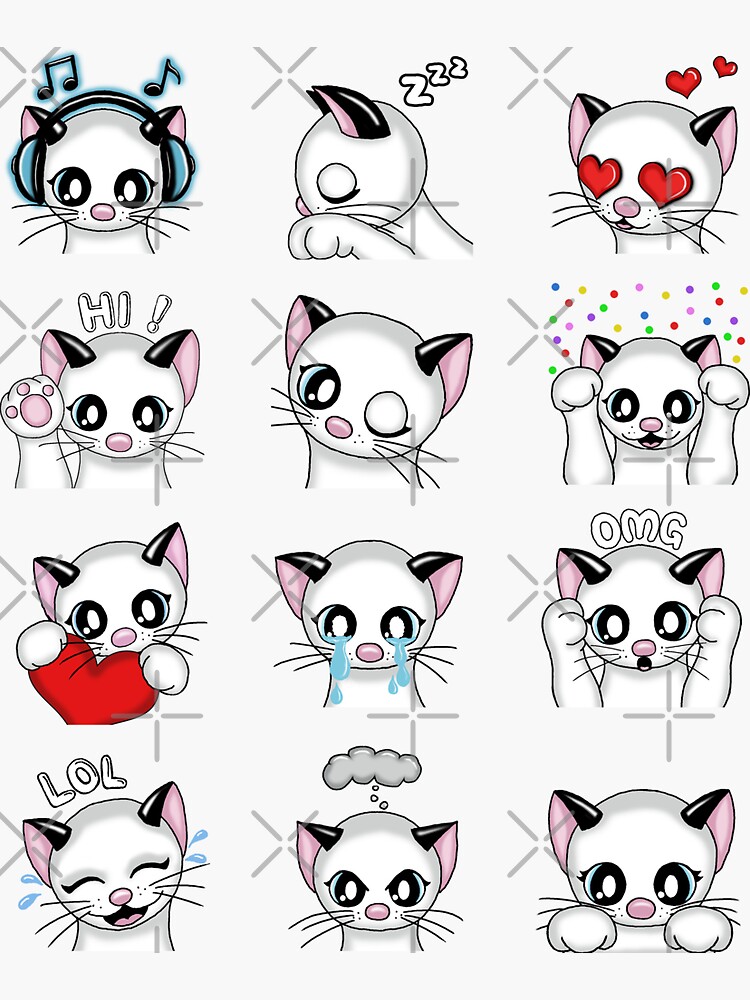 "cute Cats Emotes Emojis" Sticker for Sale by Pezi-Creation | Redbubble