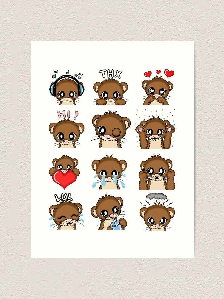 "cute Otter Emotes Emojis" Art Print for Sale by Pezi-Creation | Redbubble