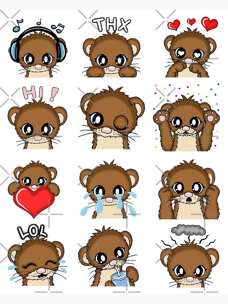 "cute Otter Emotes Emojis" Poster by Pezi-Creation | Redbubble