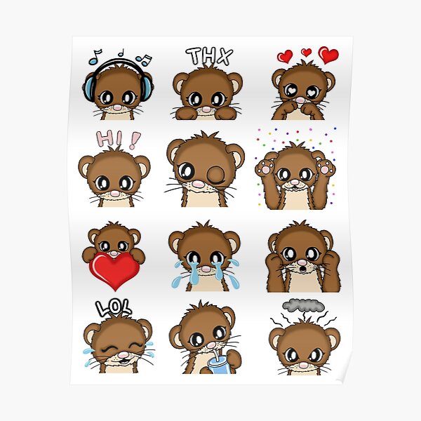 "cute Otter Emotes Emojis" Poster by Pezi-Creation | Redbubble