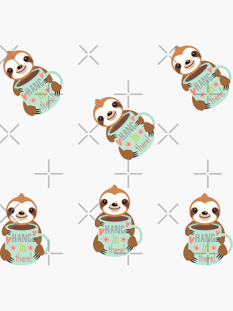 "Sloth Positive Motivational with Cup" Sticker for Sale by Ayanabomi ...