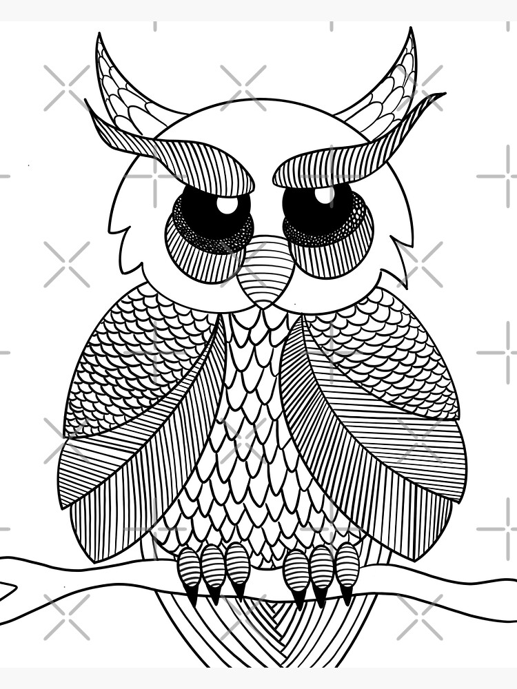 "Zentangle Owl coloring page style" Sticker by MGuyerArt | Redbubble