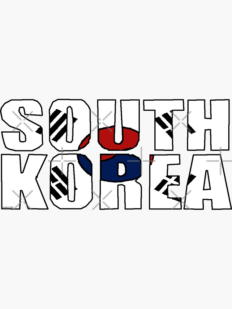 "South Korea Font with Korean Flag" Sticker by Havocgirl | Redbubble