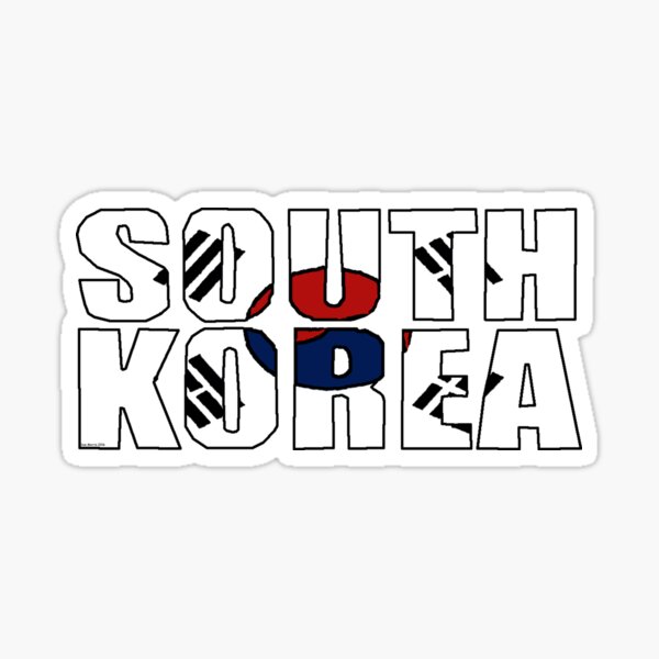 "South Korea Font with Korean Flag" Sticker by Havocgirl | Redbubble