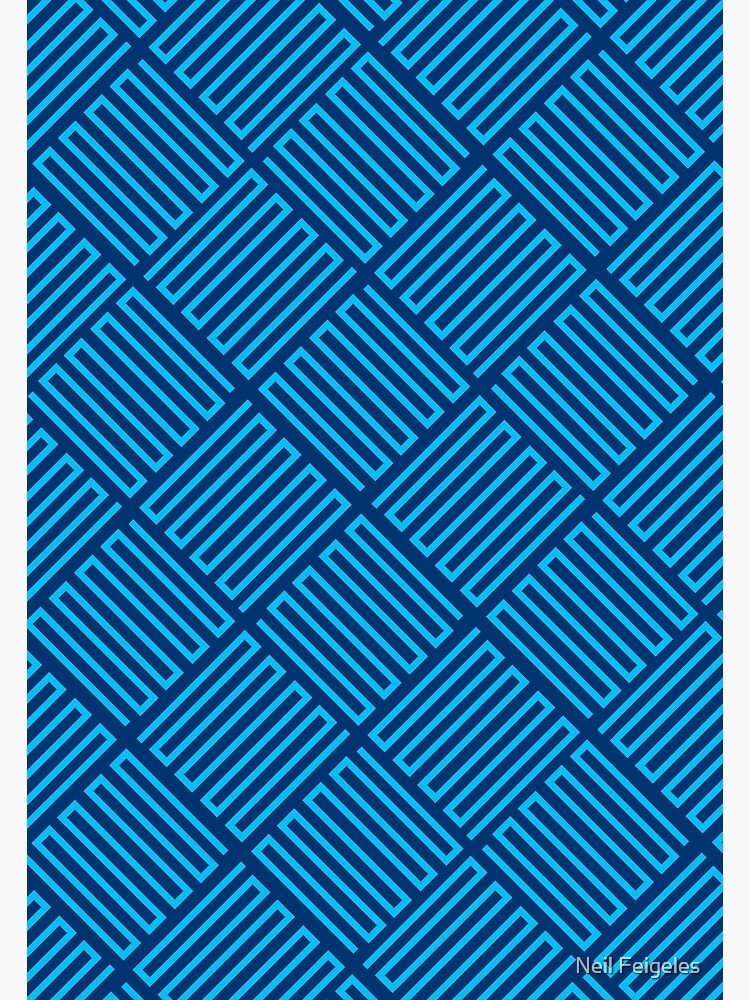 "Angled Checkerboard Line Pattern in Two Shades of Blue" Poster by ...