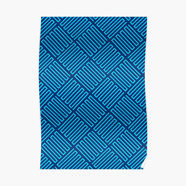 "Angled Checkerboard Line Pattern in Two Shades of Blue" Poster by ...