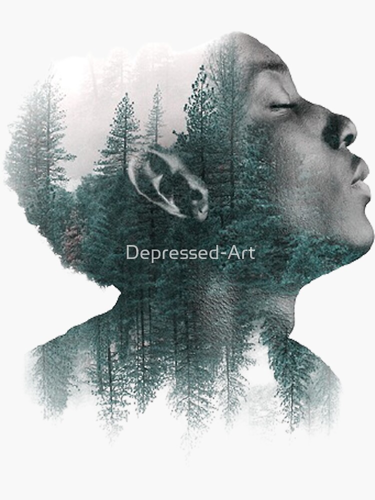 "Man face" Sticker for Sale by Depressed-Art | Redbubble