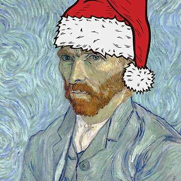 "Van Gogh Christmas with Santa Hat" Art Board Print for Sale by ...