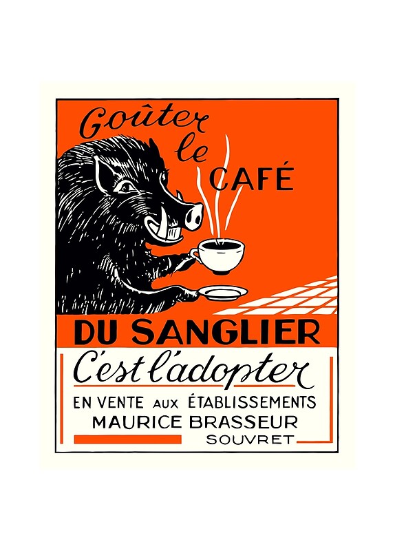 "Wild Boar Coffee Antique Belgian Vintage Poster" by retrographics ...