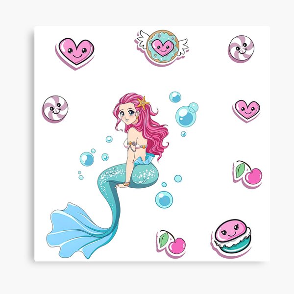 "Anime Mermaid Girl With Pink Hair Multi Stickers, Anime Girl, Anime ...
