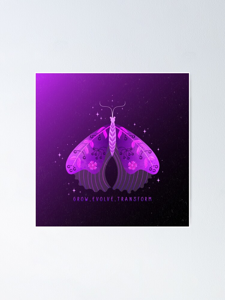 "Grow Evolve Transform Moth Butterfly Sun Moon Stars Motivational ...