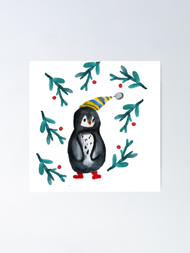 "Penguin Christmas Art " Poster for Sale by Manitarka | Redbubble