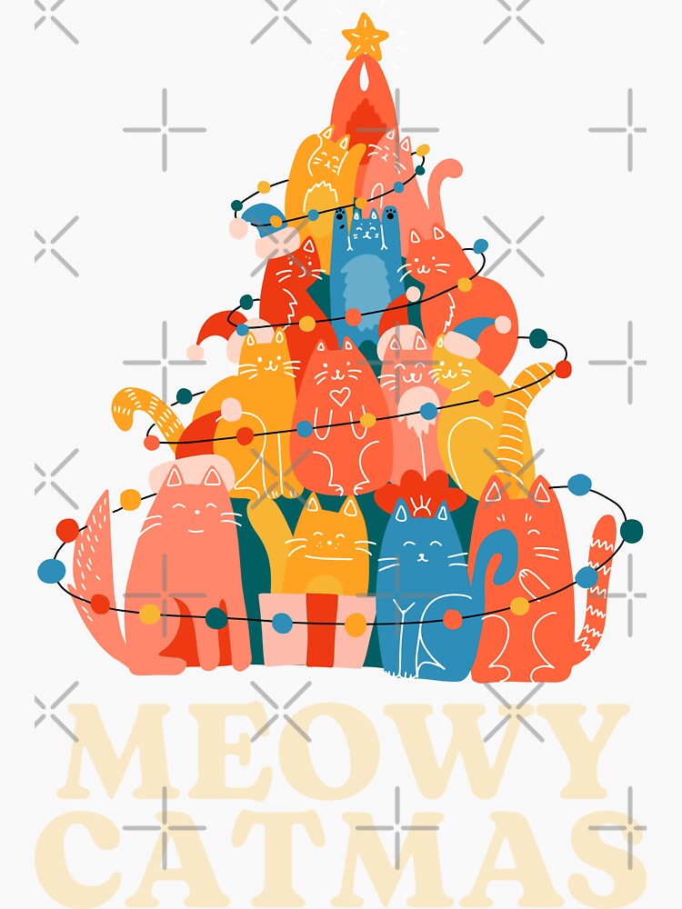 Funny Christmas Cat Merry Catmas Meowy Catmas Meme Sticker For Sale