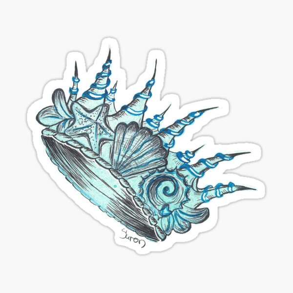 "Underwater Seashell Crown" Sticker for Sale by galacticdragon | Redbubble