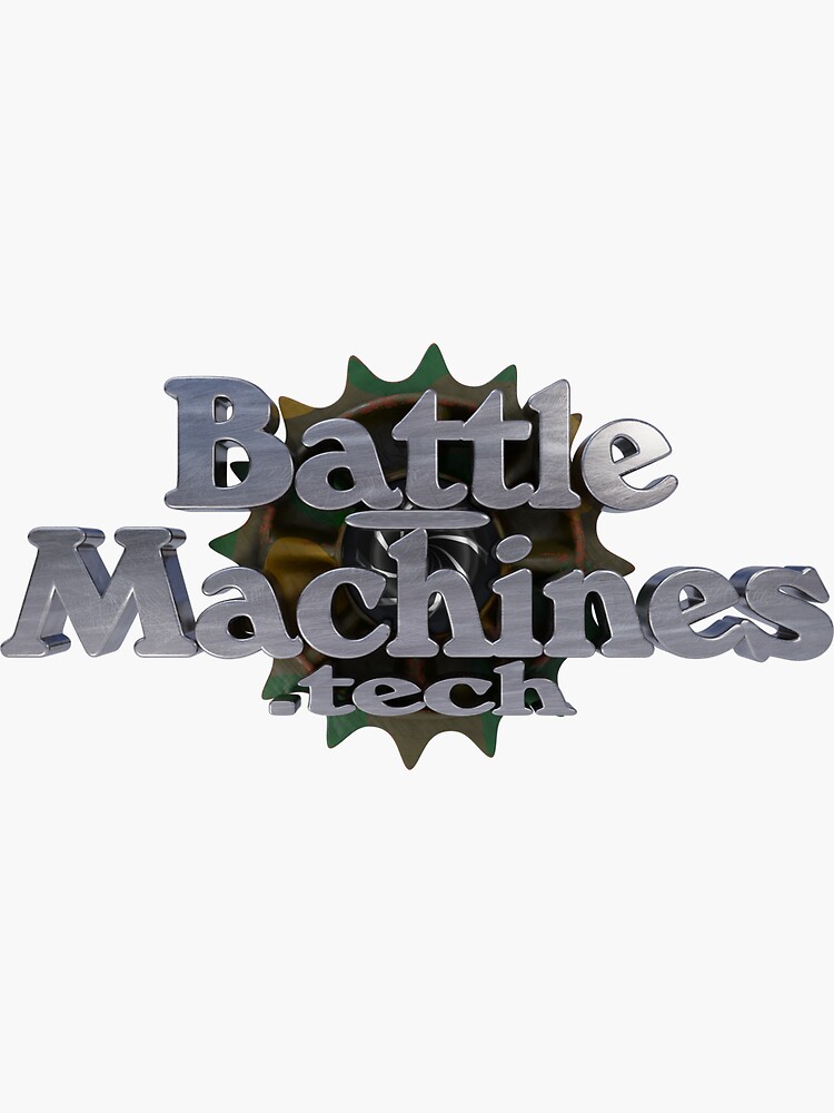 "Battle Machines Logo - white" Sticker by Shubol | Redbubble