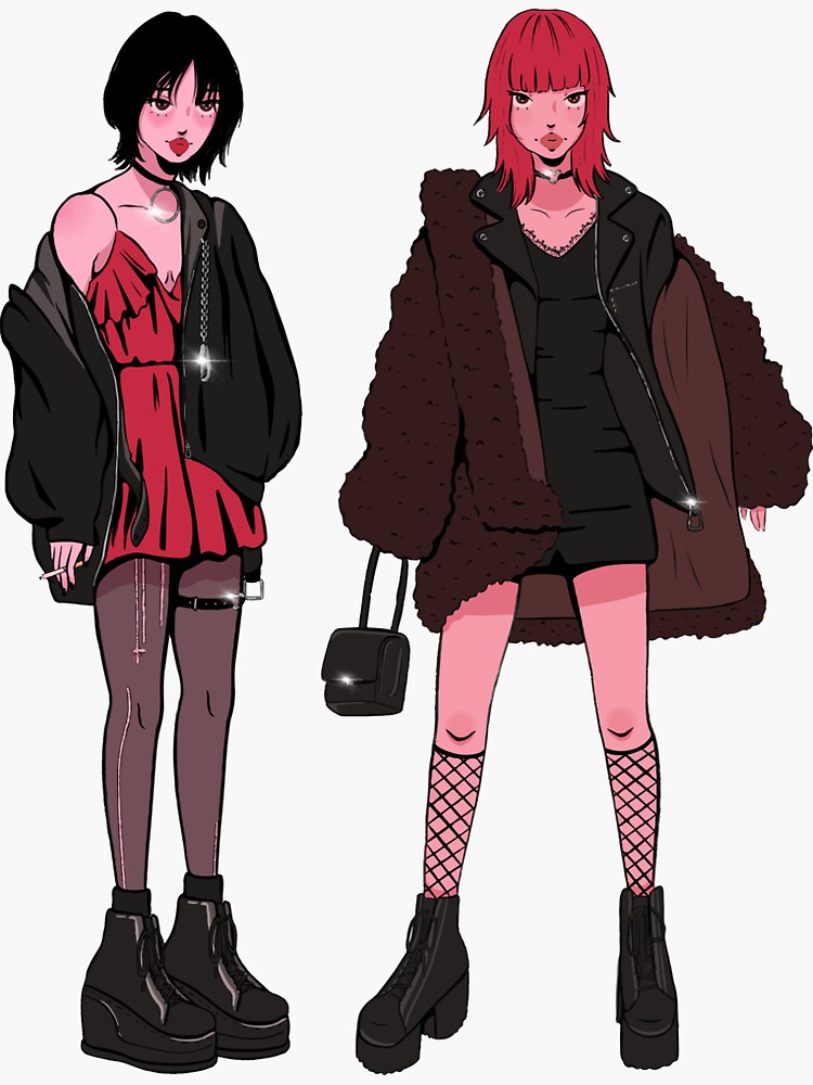 "Goth Anime Girls" Sticker for Sale by tulipicetea | Redbubble
