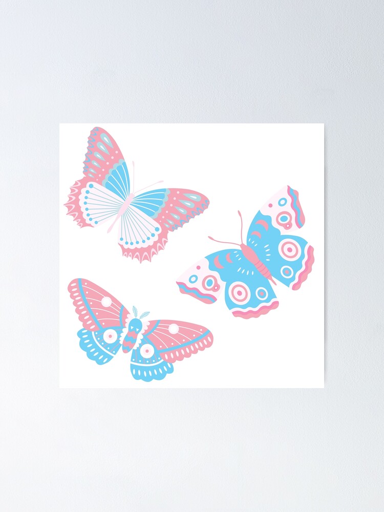 "Subtle Trans Pride Flag Butterfies" Poster by Wanderior | Redbubble