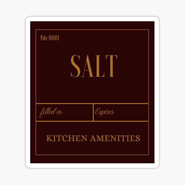 "Salt Kitchen label" Sticker for Sale by AestheticaKit | Redbubble