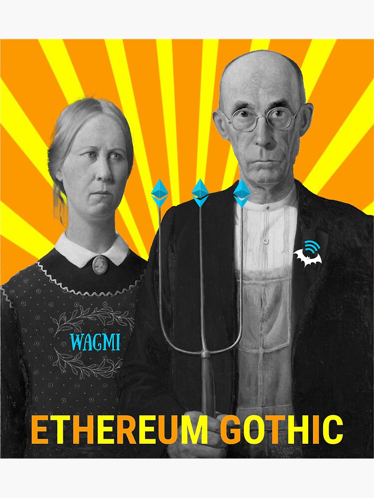 "Ethereum Gothic | Funny ETH Maximalist Meme | Fine Art Parody" Sticker ...