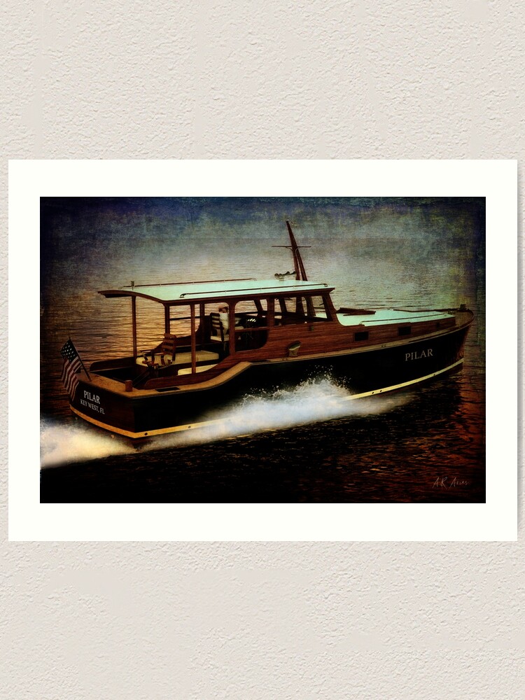 "Ernest Hemingway Pilar Boat with American Flag" Art Print for Sale by ...