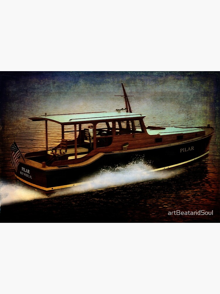 "Ernest Hemingway Pilar Boat with American Flag" Art Print for Sale by ...