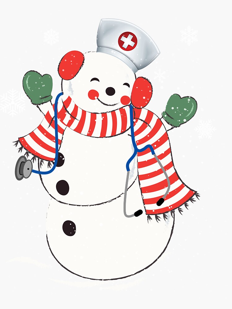 "FUNNY NURSE SNOWMAN SNOWWOMAN WITH NURSE HAT SCARF AND STETHOSCOPE ...