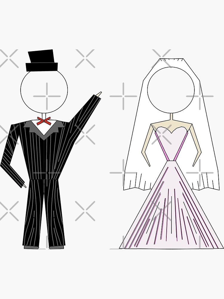 "Bride and Groom Stick Figures" Sticker by MRRCAST | Redbubble