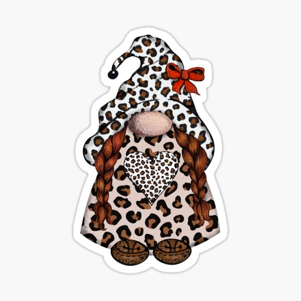 "Leopard Gnome Girl Classic vintage gnome, Girls Gnome" Sticker for ...
