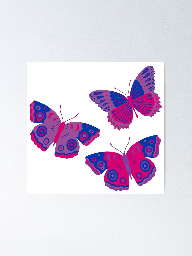 "Subtle Bi Pride Flag Butterflies" Poster for Sale by Wanderior | Redbubble