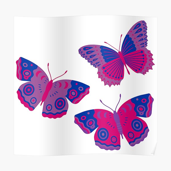 "Subtle Bi Pride Flag Butterflies" Poster for Sale by Wanderior | Redbubble