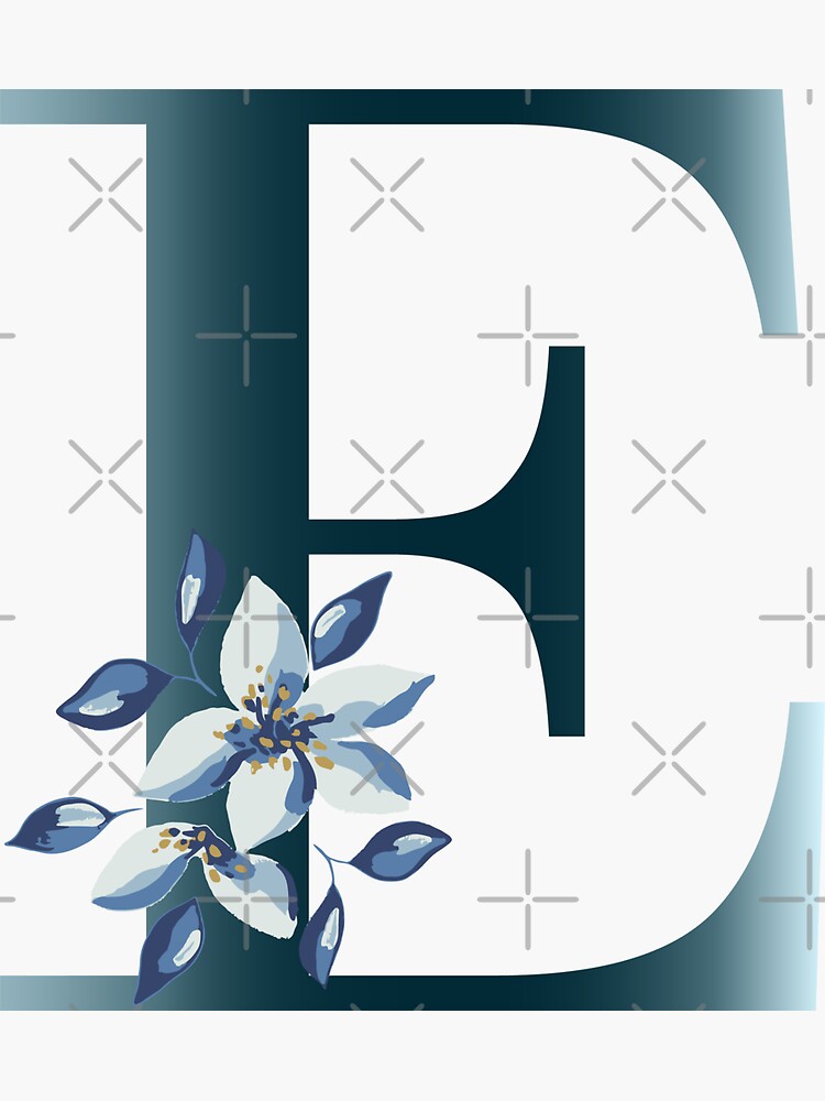 "Letter E - Blue Watercolor Flower" Sticker for Sale by CiaraPrints ...