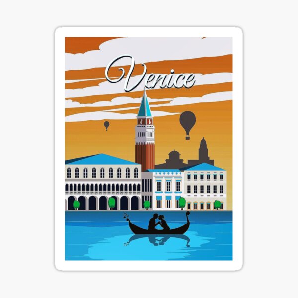 " VENICE ITALY : Vintage Travel Advertising Print" Sticker by ...