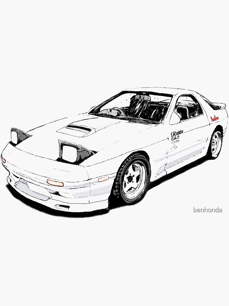 "Initial D Mazda RX7 FC White Comet" Sticker for Sale by benhonda ...