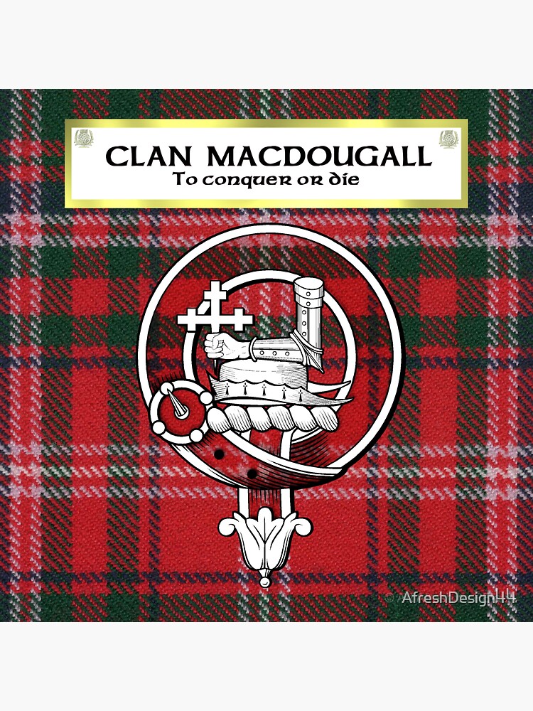 "Clan Macdougall Tartan Badge and Motto" Sticker for Sale by ...