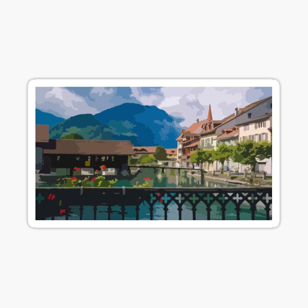 "Interlaken Scene Painting" Sticker for Sale by gktb | Redbubble